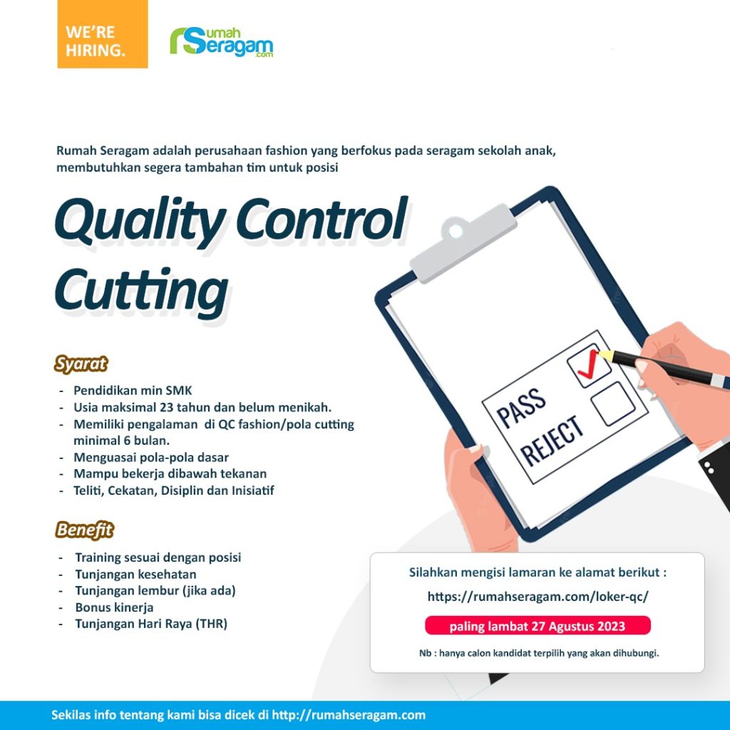 Lowongan Kerja Quality Control (QC) Cutting - Rumah Seragam
